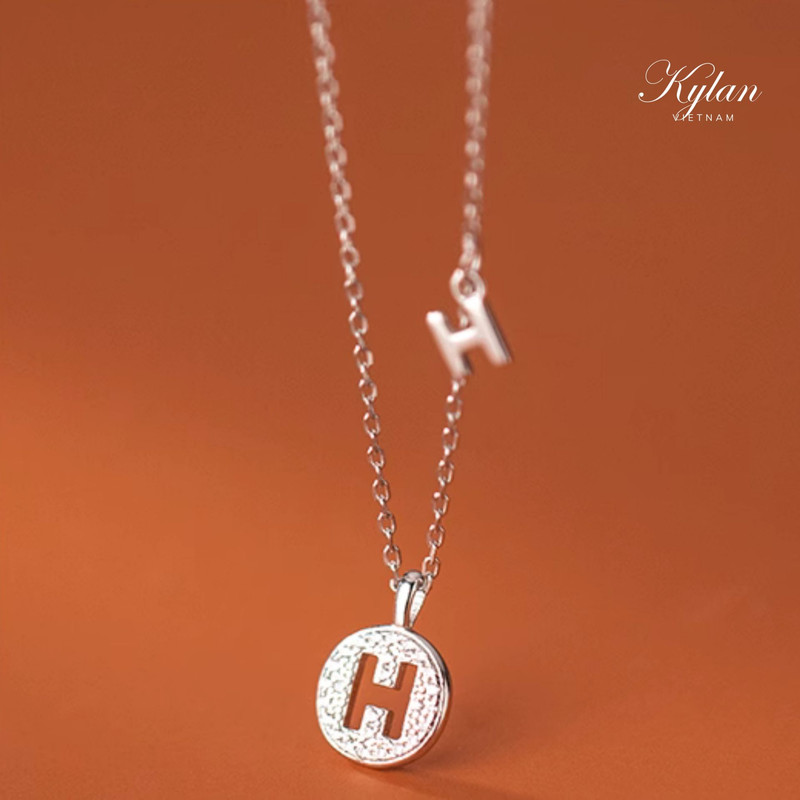 KSJ Dây Chuyền Bạc Nữ Kylan Silver Letter H & Frosting Medal Necklace ...