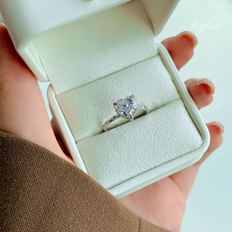 KSJ [Order] Nhẫn Bạc Nữ Kylan Silver Barbieri Heart Đai Trơn Semi Mount ...